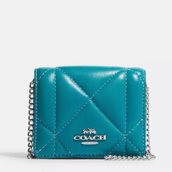 Coach | Bags | New Coach Teal Mini Wallet On A Chain With Puffy Diamond ...
